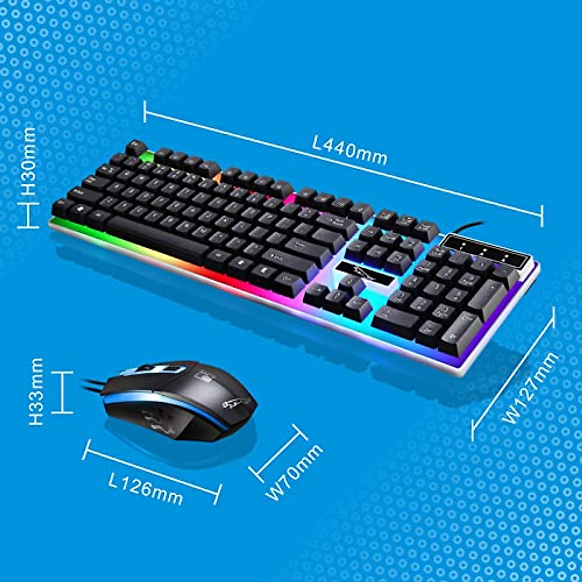 Funtasica Gaming Wired Keyboard Kit Backlit for Computer, Black