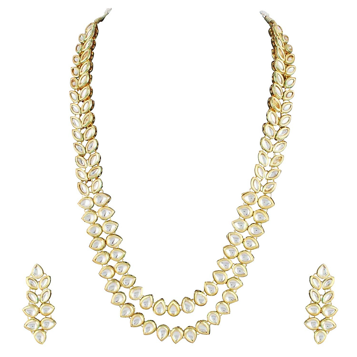 Aheli Fancy Party Wear Long Kundan Necklace With Drop Earring Set Ethnic Traditional Indian Bollywood Stylish Fashion Jewelry Gift for Women Girls White