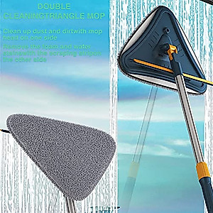 Wall Mop Wall Cleaner with Long Handle, Baseboard Duster Scrubber, Ceiling Wall Cleaner Mop, Wall Mop Triangle Rotatable Cleaning Mop for Floor, Ceiling and Wall (Blue)