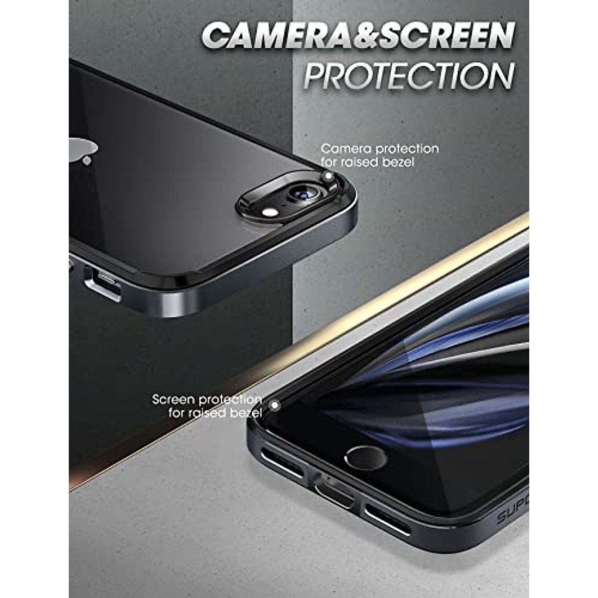 SUPCASE Unicorn Beetle Edge Series Case for iPhone SE (2020/2022) /iPhone 7 /iPhone 8, Slim Frame Clear Case with TPU Inner Bumper & Transparent Back (Black)