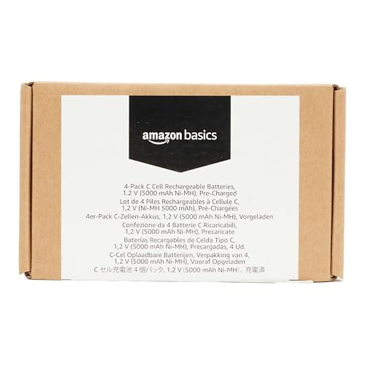 Amazon Basics 4-Pack Rechargeable C Cell NiMH Batteries, 5000 mAh, Recharge up to 1000x Times, Pre-Charged