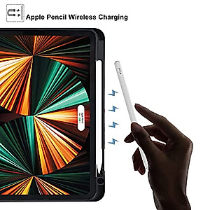 Hepix iPad Pro 12.9 Case 6th Generation 2022 Panda 2021 2020 2018 5th 4th 3rd Gen Cace with Pencil Holder for Kids Cute Strawberry Pink Protective Case Cover Auto Sleep Wake for A2764 A2437 A2766