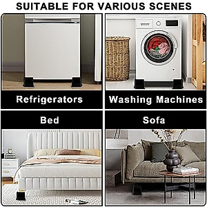 Stance Tuning USA Square Bed Risers 4 Inch Heavy Duty，4 Pack Home Furniture Risers Support up to 5,000 LBS，Furniture Lifter Risers for Dorm Bed, Couch, Table, Bed Frame, Tables, Black Bed Stilts