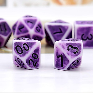 Haxtec Ancient DND Dice Set 7PCS Purple Polyhedral Dice for Dungeons and Dragons Pathfinder RPG