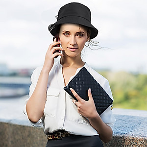 BESTOYARD Chic Unisex Bucket Hat Sunhat Bonnie Caps Summer Packable with Pin Piercing Decorations (Black), 30 x30 x 10 cm