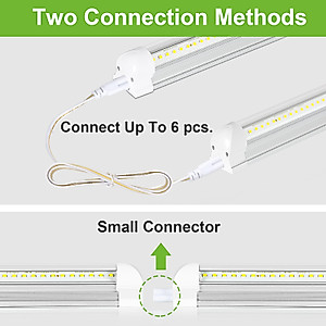 hykolity 30W 2FT LED Shop Light, 3500lm 6500K Super Bright White, Linkable Ceiling Light Fixture, V Shape Integrated T8 LED Tube Light with Built-in ON/Off Switch for Workbench, Cabinet, ETL, 4 Pack