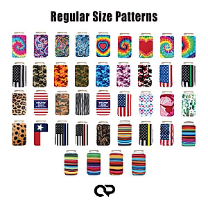 QualityPerfection Beer Can Cooler Sleeve, Neoprene Collapsible Coolie Economy Bulk Insulation with Stitches Perfect 4 Events,Custom DIY Projects - 12 Pack - Pattern (Police - USA Black Flag)