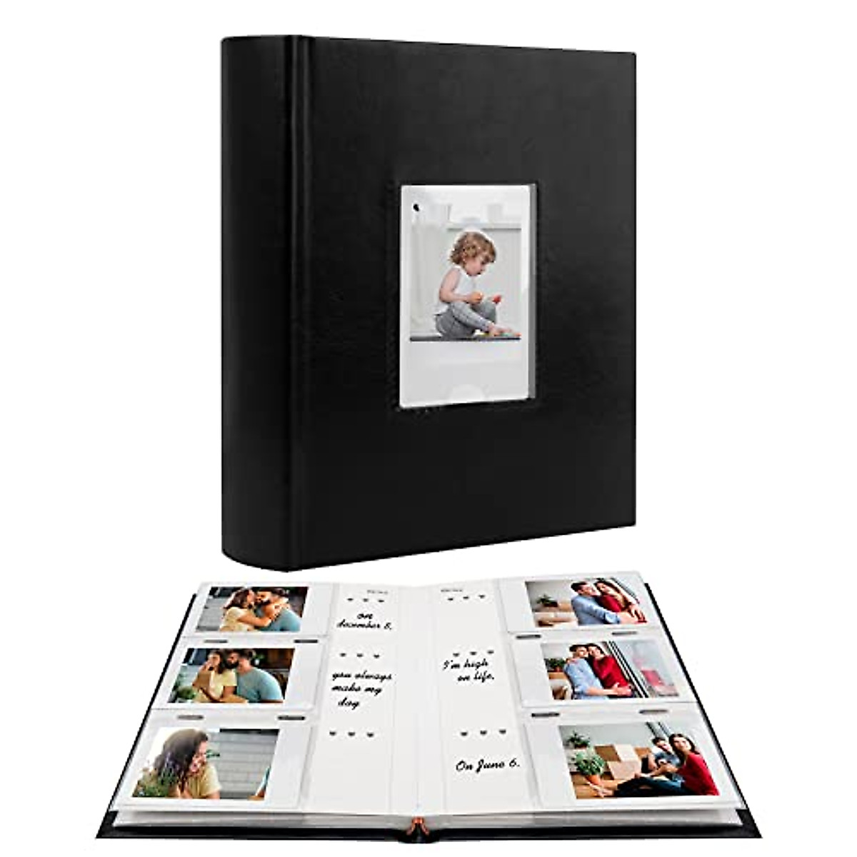 Photo Album for Fujifilm Instax Mini Camera, Polaroid Camera, Instax Photo Album with Memo Areas, 180 Pockets 2x3 Photo Album with Writing Space for Instax Mini 12 11 40 9 7+ Evo Liplay Camera,Black