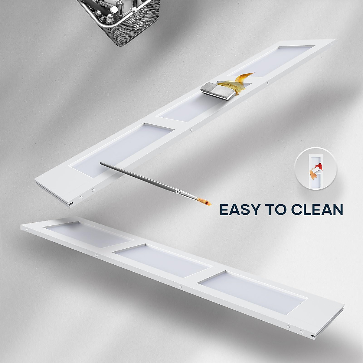 EaseLife 42in x 84in (Double 21in×84in Door) Glass Barn Door with 7FT Sliding Double Door Hardware Kit Included & Handle,Solid MDF Inside Covered with Water-Proof PVC Surface,3-Panel Glass,White