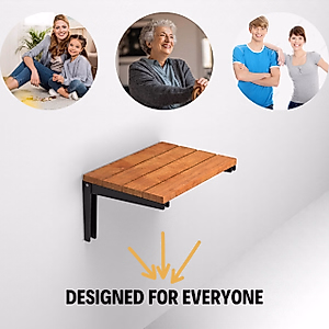 Folding Natural Color Solid Teak Wood Shower Seat, Foldable Shower Bench, Wall Mounted Folding Wooden Shower Stool, Inside Shower Handmade Fold Down Bath Seat