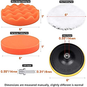 6 Inch Buffing and Polishing Pad Kit 11 PCS with Drill Adapter