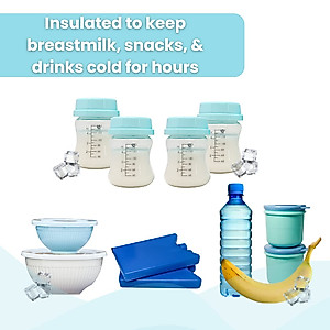 Zomee Breastmilk Baby Bottle Cooler Travel Bag - Insulated to Keep Milk Cold - Includes 2 Ice Packs and 4 Bottles - Perfect for Nursing Moms