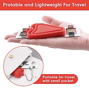 Portable Door Lock,Stainless Steel Travel Door Lock for Security,Portable Security Door Stop (Red)