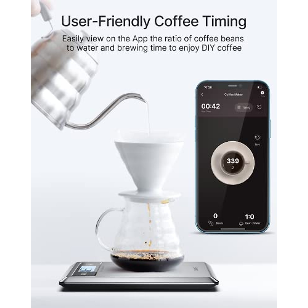 RENPHO Digital Food Scale, Kitchen Scale Weight Grams and oz for Baking, Cooking and Coffee with Nutritional Calculator for Keto, Macro, Calorie and Weight Loss with Smartphone App, Stainless Steel