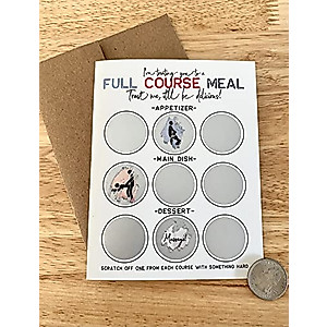 Naughty Scratch Off - FULL COURSE MEAL - Anniversary - Valentines - Birthday - Special Occasion - Folded A2 Card