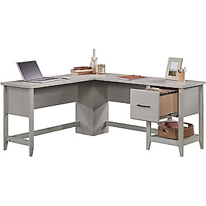 Sauder Summit Station Engineered Wood L-Shaped Desk in Glacier Oak