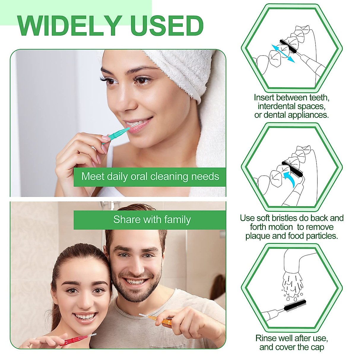 700 Pieces Interdental Brush Set Included 100 Braces Brush Between Teeth 600 Toothpick Toothpicks Tooth Floss for Cleaner Toothpick Tooth Flossing Flosser Oral Dental Hygiene Tooth Cleaning Tool