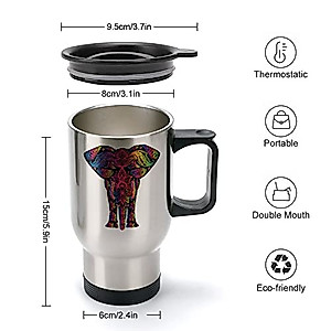 Elephant Logo 14 Oz Travel Coffee Mug Stainless Steel Vacuum Insulated Cup with Lid