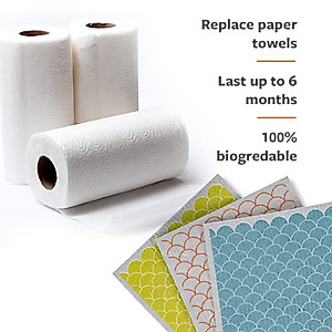 Full Circle Set of 3 Good Sheet Plant-Based Dishcloths – Super-Absorbent Reusable Dish Cloths - Multi-Use Washable Cleaning Cloths/Towels, Scales