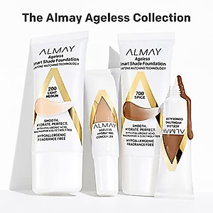 Almay Anti-Aging Foundation, Smart Shade Face Makeup with Hyaluronic Acid, Niacinamide, Vitamin C & E, Hypoallergenic, -Fragrance Free, 400 Beige, 1 Fl Oz (Pack of 1)