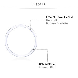 SCERRING Clear Nose Hoop Ring Retainer Bioflex Stainless Steel Black White Lip Etarring Tragus Hoop Ring Retainer Piercing Jewelry 22G 48PCS