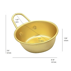 Abkitchen Korean Traditional Wine Bowls Korean Raw Rice Wine Hiking Soup Dish 4.7 inches 3 pcs Aluminum Yellow Made in Korea