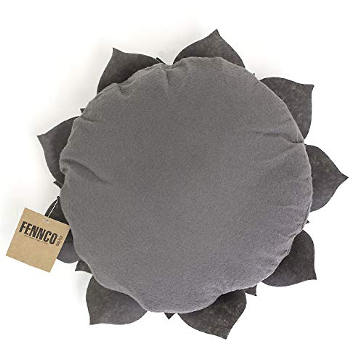 Fennco Styles Handmade 3D Heart-Shaped Petals Flower Decorative Throw Pillow Cover 13" Round - Slate Floral Pillow Case for Couch, Home Décor and Holiday, Housewarming Gift