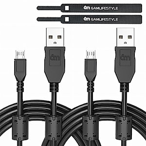 6amLifestyle [2 Pack 10FT] PS4 Controller Charging Cable, Charge and Play, Micro USB Charger High Speed Data Sync Cord for Sony PlayStation 4 PS4 Slim/Pro Controller, Xbox One S/X Controller, Android