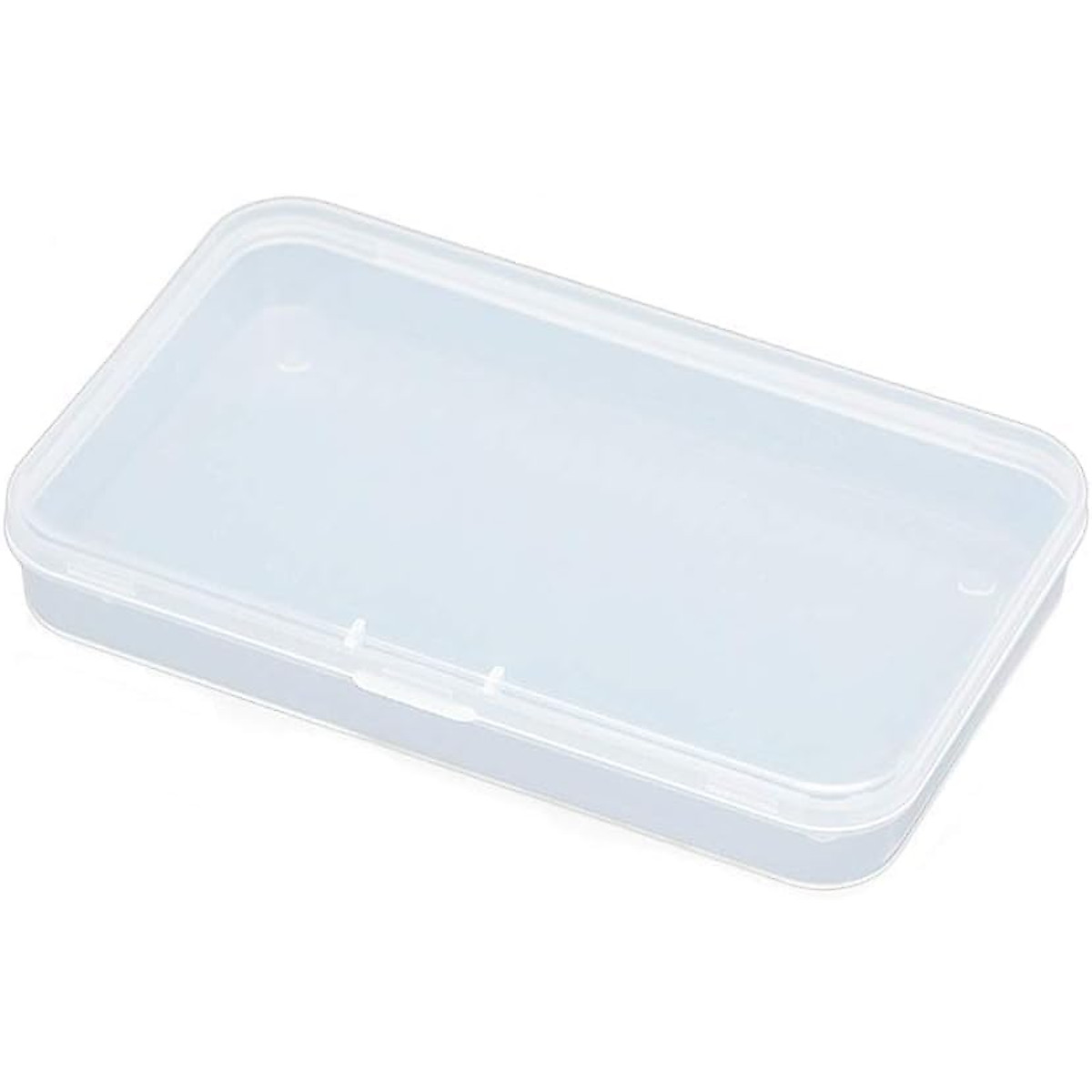 Pack of 4 Clear Polypropylene Rectangle Mini Storage Containers Box with Hinged Lid for Card,Accessories,Crafts,Learning Supplies,Screws,Drills,Battery,4.8" x 2.9" x 0.67" Storage and Transport