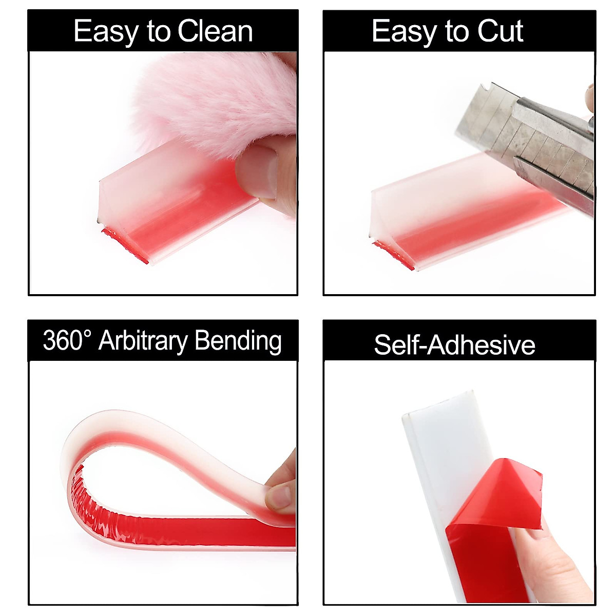 39 inch Silicone Collapsible Shower Threshold Water Dam, Waterproof Shower Barrier Water Strip Dam, Stay Dry Retainer for Wet and Dry Separation for Kitchen Sink Countertop Sink Cooktop Bathroom Tub