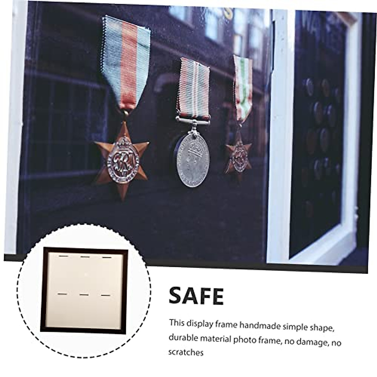 GAFOKI Box Medal Display Frame Multi Purpose Hanger Wood Easel Stand Desktop Decor Sports Medal Display Box Medal Frame Shadow Box Display Case Medal Holder Badge Photo Holder Metal Wood