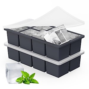 Large Ice Cube Trays for Whiskey: GGOW Big Silicone Ice Cube Trays 2Inch - Huge Square Ice Cubed Tray for Whisky and Cocktail