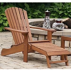 Outdoor Interiors CD3111 Eucalyptus Adirondack Chair and Built In Ottoman