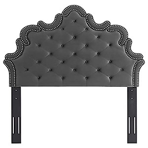 Modway Arabella Button-Tufted Performance Velvet Headboard, Full/Queen, Charcoal
