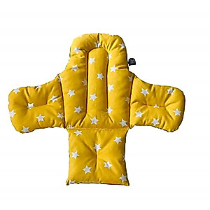 Pamuk Atölyesi High Chair Cushion, 100% Soft Cotton, Breathable, Comfortable,Double-Faced,Stainproof and Washable (Green,Yellow)