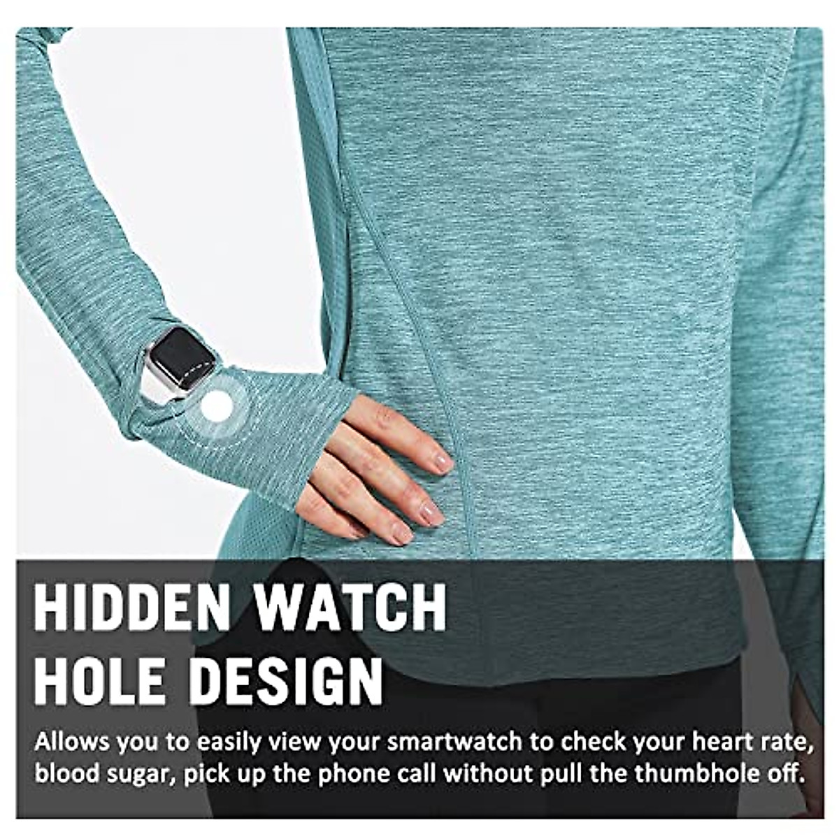 BALEAF Women's Running Shirts Quick Dry Lightweight Long Sleeve Pullover UPF50+ Moisture Wicking Hiking Light Blue Size M