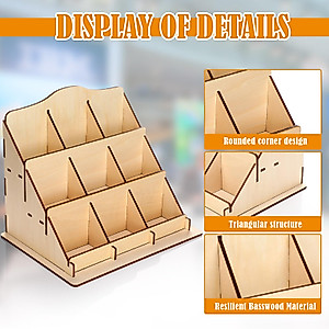 Soaoo 2 Pack 9 Shelves Sticker Display Stand Wooden Greeting Card Display 3 Tier Card Rack Retail Wooden Riser for Retail Counter Vendor Table Vendor Events Countertop