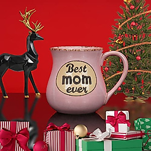 Asmwo Mom Gifts for Women Best Mom Ever Funny Birthday Gifts for Mom New Mom Gifts for Women Mother Wife Pregnant Mom Bonus Mom Christmas Gifts Ideas for Mom 16oz Pink Coffee Mug Mom Coffee Cup