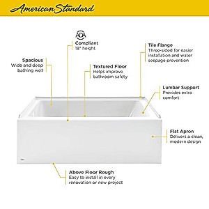 American Standard 2973202.011 Studio Integral Apron Bathtub Left Drain 60 in. x 30 in. in Arctic White