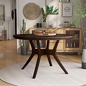 Furniture of America Mecca Mid-Century Wood Round Dining Table in Gray