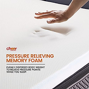Cheer Collection Full Size Mattress Topper, 4 Inch Gel Infused Memory Foam Bed Topper with Washable Bamboo Cover, Supportive Dual Layer Soft and Firm Mattress Top - 54" x 75" x 4" Inches