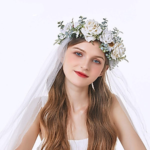 DreamLily Maternity Woodland Photo Shoot Peony Flower Crown Hair Wreath Wedding Headband BC44 (Style 16 Daisy White)
