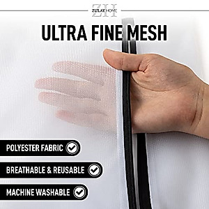 Zulay Home 3 Pack Mesh Laundry Bags for Delicates - Reusable Mesh Laundry Bags for Washing Machine - Laundry Bags Mesh Wash Bags For Underwear, Lingerie Stockings, Bra, Socks (3 Large)