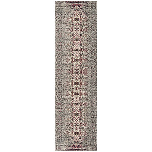 SAFAVIEH Monaco Collection Runner Rug - 2'2" x 8', Grey & Ivory, Modern Boho Abstract Distressed Design, Non-Shedding & Easy Care, Ideal for High Traffic Areas in Living Room, Bedroom (MNC209T)