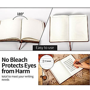 CAGIE Leather Vintage Journal for Men Soft Cover 256 Lined Pages Notebook 180 Lay Flat for Writing Travel Diary, 5.7'' x 8.3'', Black