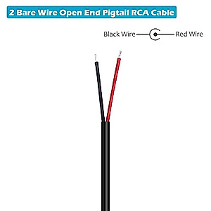 Fancasee 2 Pack Speaker Wire RCA Male Plug Jack Connector Adapter to Bare Wire Open End Pigtail Audio Video RCA Cable for Amplifier Receiver Speakers