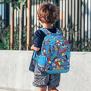 HTWO Toddler Backpack for Boys Backpacks Cartoon Kids Backpacks Passed CPSC Bookbag Suitable for Ages 3-5 With Pendant (Dark Blue)