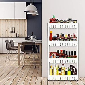 Imperial 4 Tier Plastic Utility Cart with Wheels, Rolling Storage, Bathroom, Kitchen, Laundry, Office, Classroom Supplies Organizer, Bar Cart for Dining or Living Room, Movable & Convenient