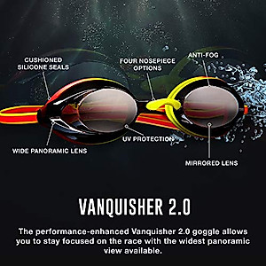 Speedo Unisex-Adult Swim Goggles Mirrored Vanquisher 2.0,Silver