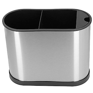 Utensil Holder, Kitchen Utensil Holder with Bottom Holes for Kitchen Counter (H7.1” x W3.8”x L8.7”), Stainless Steel Cooking Utensil Holder, Stylish Countertop Organizer and Kitchen Decor Caddy